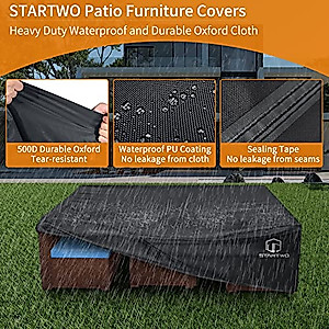 STARTWO Patio Furniture Covers, Outdoor Furniture Cover Waterproof, Windproof Tear Resistant Outdoor Sectional Couch Cover, Patio Cover for 7-12 Seats Dining Table Chair Set, Black, 98x98x28inches