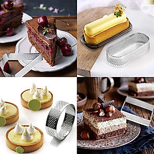 WSNM Steel Perforated Tart Rings,Heat-Resistant Porous Cake Mousse Molds,Non-Stick Bottom Tower Pie Cake Rings