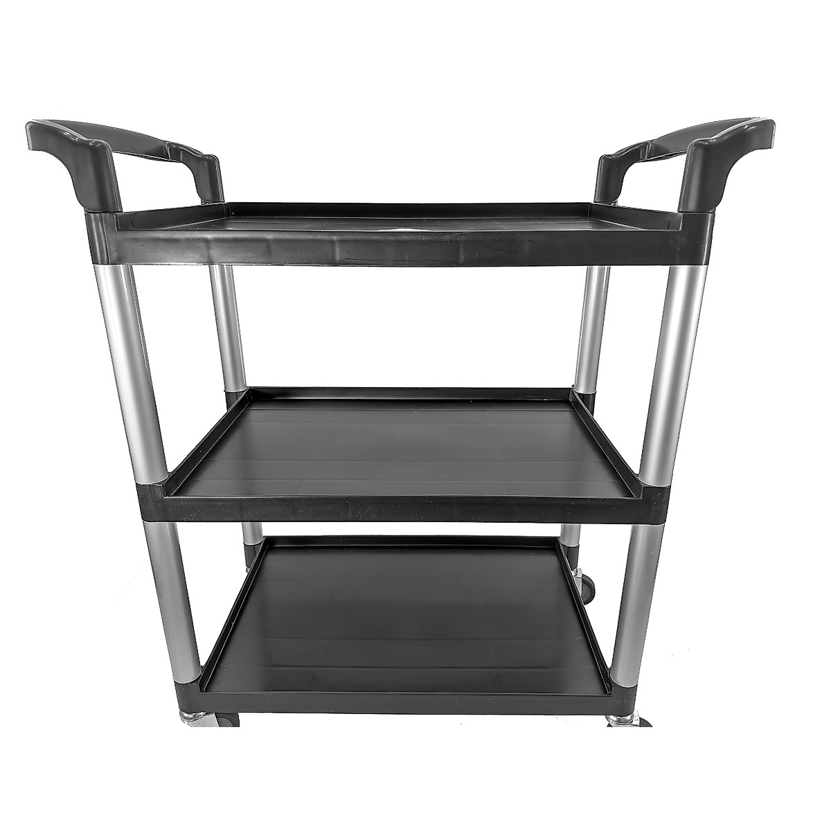 Commercial 3-Shelf Rolling Service Utility Cart | Capacity 450 lbs. | 37" x 33" x 16" | Black