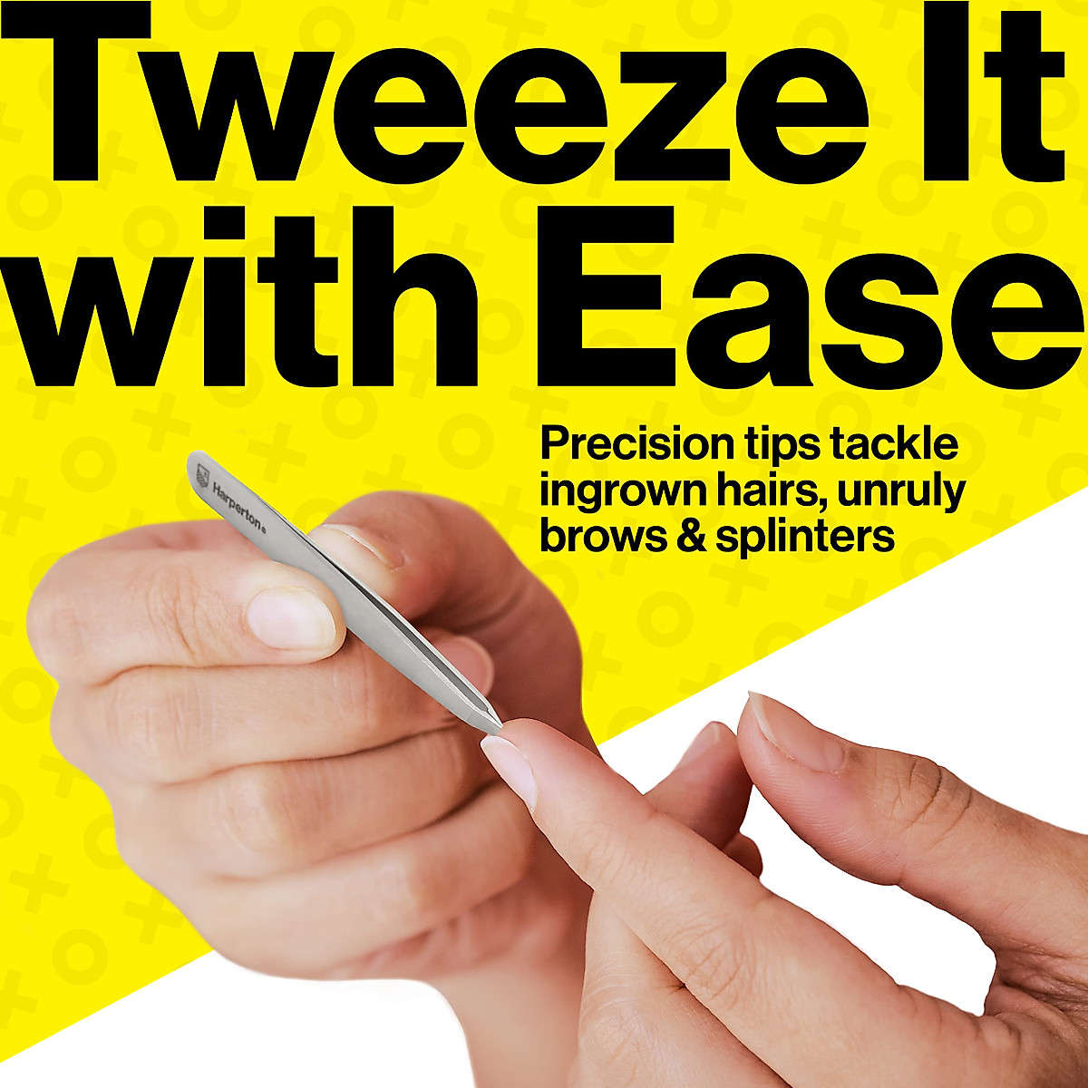 Harperton Pluckit - Professional Tweezers Set - Slant + Pointed Precision Tips