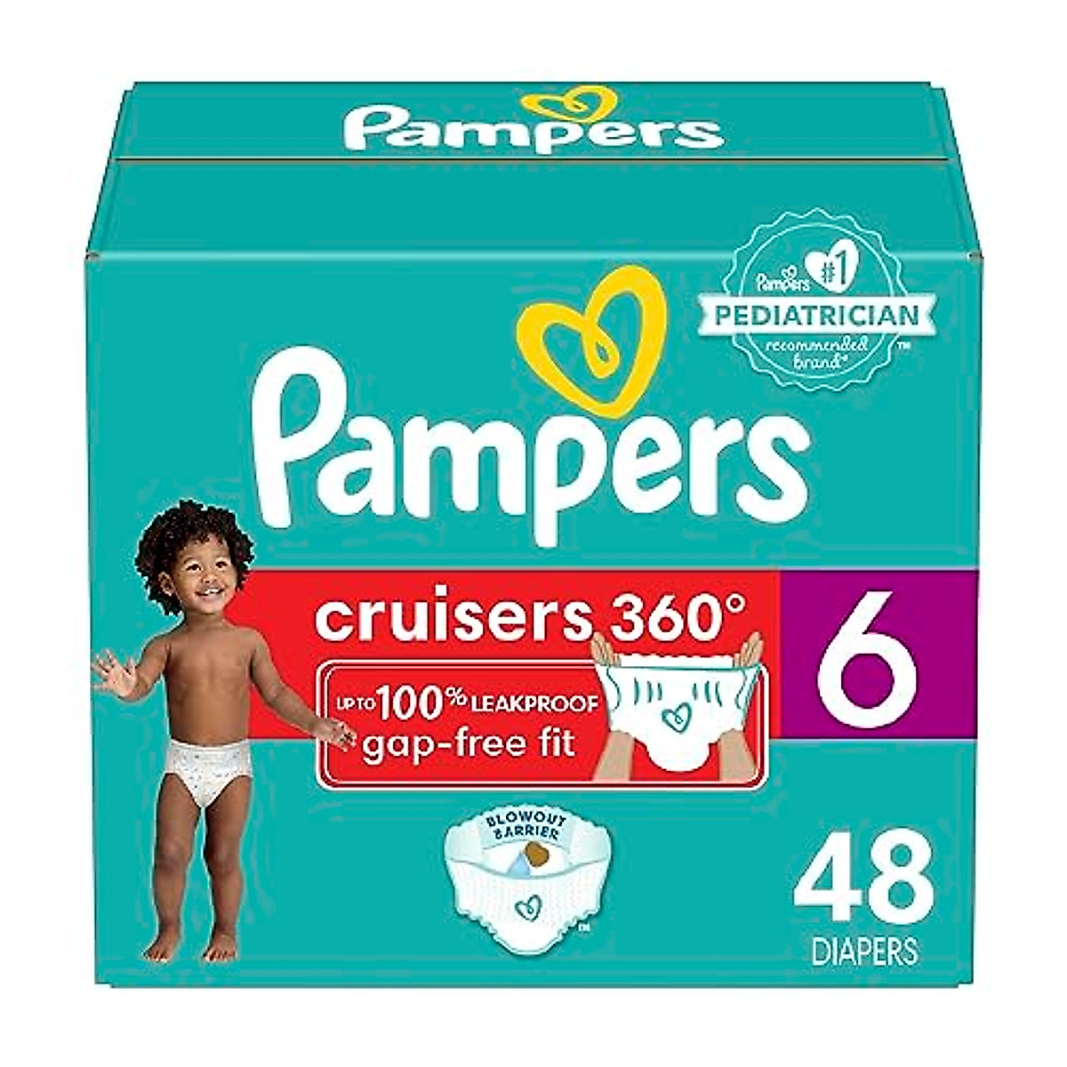 Pampers Cruisers 360 Diapers - Size 6, 48 Count, Pull-On Disposable Baby Diapers, Gap-Free Fit