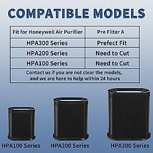 HRF-A300 Pre Filter A Replacement for Honeywell HEPA Air Purifier HPA300 Series, Funmit 6 Pack Precut Activated Carbon Pre Filter Compatible with Honeywell Air Purifier Prefilter A