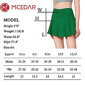 MCEDAR Pleated Crossover Tennis Skirt for Women with Pockets V High Waisted Crossbody Flowy Skirt Athletic Golf Skort 041jxy-Kelly Green/Cm