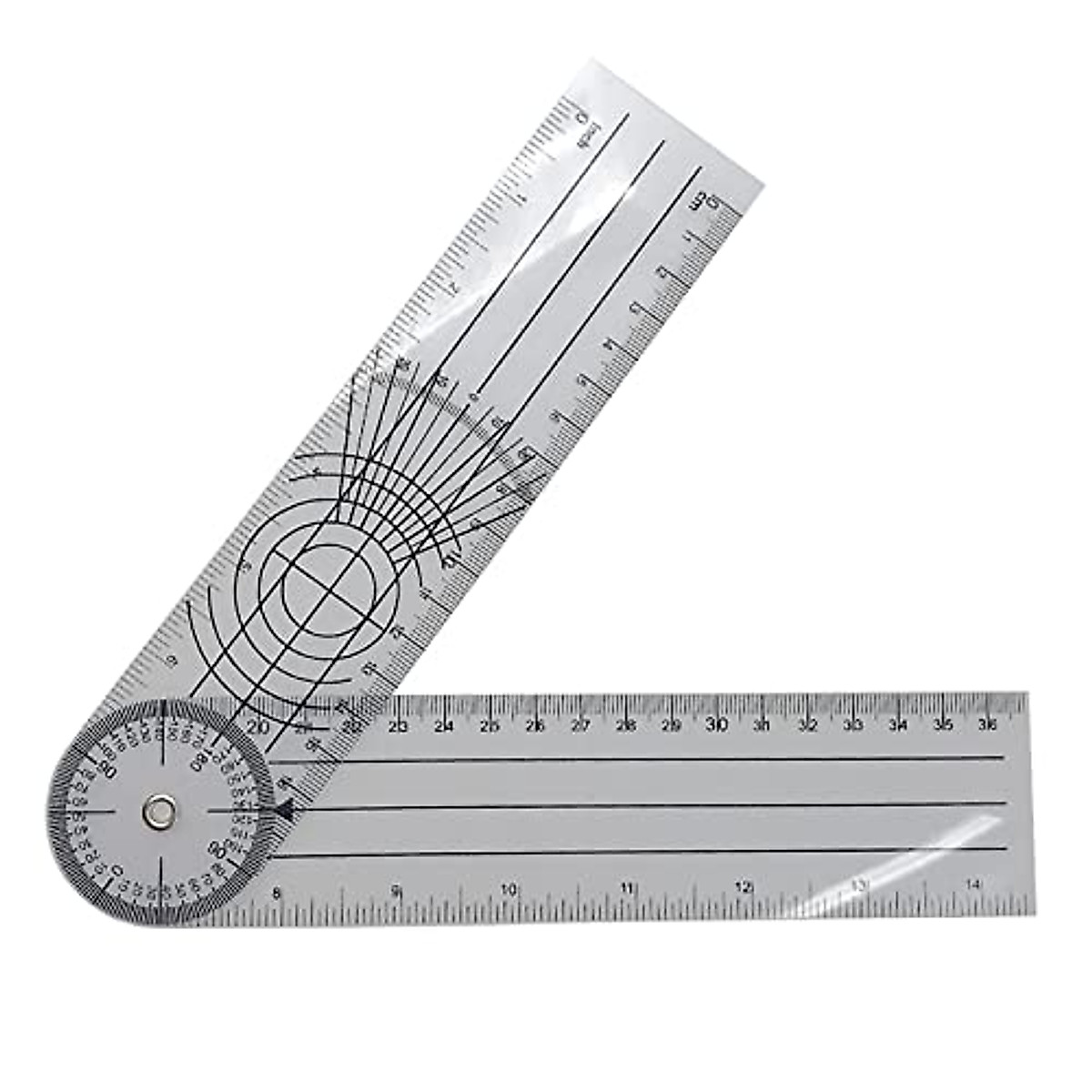 Tyenaza Angle Ruler Clear, Angle Ruler 360 Degrees Rotatable Flexible Frosted PVC Semi Transparent Clear Angle Finder for Student Office