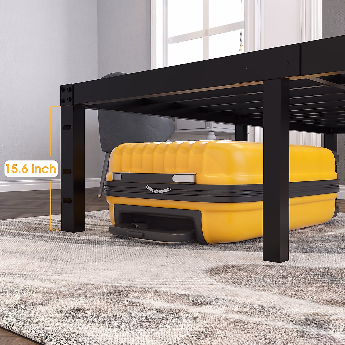 yookare 18 Inch Tall and Strong Platform Metal Bed Frame/Easy Assembly Mattress Foundation/ 4000lbs Heavy Duty Frame with Steel Slat Support/No Noise/No Box Spring Needed,Cal King