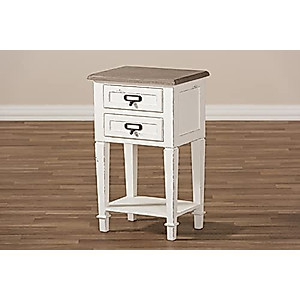 Baxton Studio Dauphine 15 3/4" Wide Weathered Oak and White Side Table