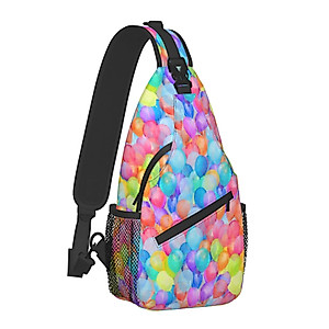Sling Backpack Watercolor Rainbow Air Balloon Print Crossbody Shoulder Sling Bag For Men & Women
