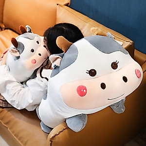 Litence Weighted Cow Stuffed Animals, 19.7in 5lbs Weighted Cow Plush Toy Soft Cow Plush Body Pillow Gifts for Boys Girls