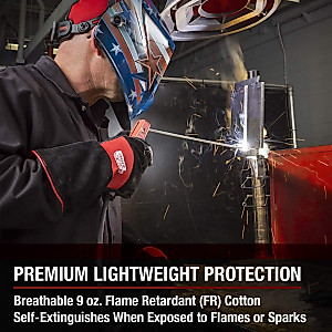 Lincoln Electric Premium Flame Resistant (FR) Cotton Welding Jacket | Comfortable | Black | Medium | K2985-M