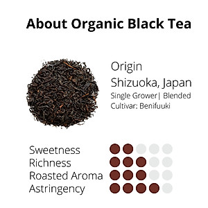 Ocha & Co. Organic Black Tea – Loose Leaf Japanese Tea – Benifuuki Tea Cultivar with Zero Bitterness – Smooth, Mild & Fragrant Premium Tea, 100g/3.5oz