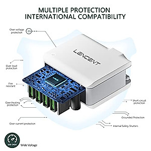 Multiple USB Wall Charger, [22W/4.4A] LENCENT 4 Port USB Travel Power Adapter, All in One Worldwide Cell Phone Charger With UK US EU European Australia, International Block Cube Plug for iPhone & IPad