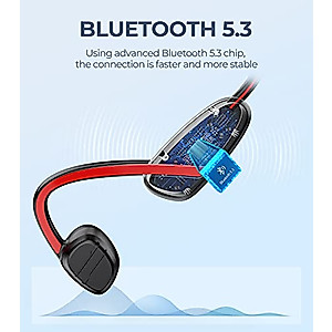 Spobri Bone Conduction Headphones Bluetooth, Open Ear Headphones Wireless, Bluetooth 5.3 Sport Headphones with Microphones,IPX6 Waterproof Earphones for Workout, Running, Gym, Hiking, Cycling