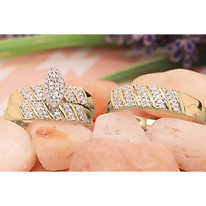 Dazzlingrock Collection White Diamond Trio Ring Set (0.40 ctw) in 18K Yellow Gold Plated Sterling Silver, W-8 and M-8