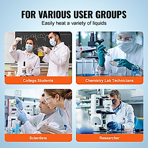 VEVOR Magnetic Stirrer Hot Plate, Max 716°F/380°C, 0-2000 RPM Hot Plate with Magnetic Stirrer, 3000mL Hot Plate Stirrer, Support Stand and Stir Bars Included, 500W Heating Power