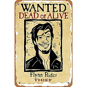 NIUMOWANG Metal Sign - Wanted Flynn Rider: Broken Nose Tin Poster 12 X 8 Inches