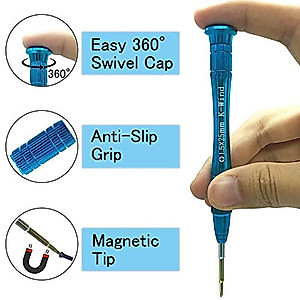 Precision Phillips Screwdriver #000, Small Phillips Screwdriver PH000/1.5mm for Cross-Recess Screws, S2 High Alloy Steel Head, Magnetic Tip, 360°Swivel Cap, Compatible with MacBook&Switch, 000x1"