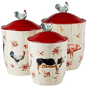Certified International Farmhouse 3 pc. Canister Set Servware, Serving Acessories, Multicolred