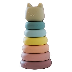 Luminous Baby Stacking and Nesting Toy, Soft Building Stacker, Teether and Squeeze Play, Montessori Early Educational Learning, Best for Boys and Girls, Teething Toy (Kitty cat)