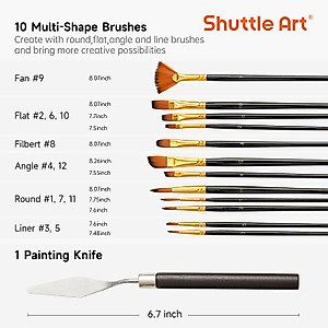 Shuttle Art Acrylic Painting Set, 59 Pack Professional Painting Supplies with Wood Tabletop Easel, 30 Colors Acrylic Paint, Canvas, Brushes, Palette, Complete Painting Kit for Kids, Adults, Artists