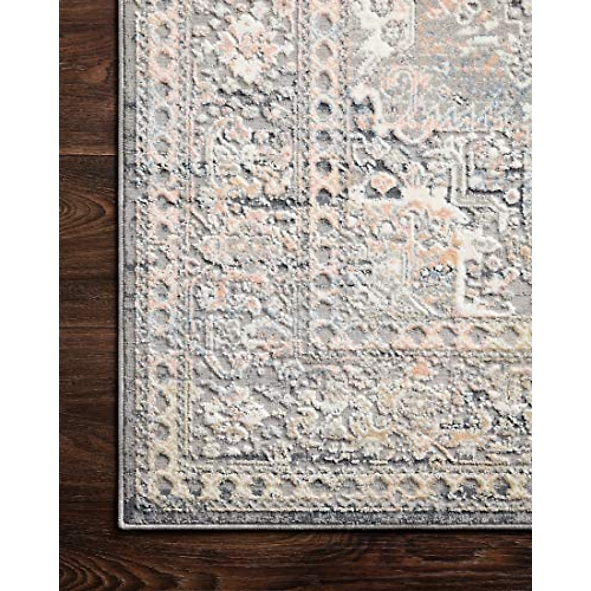 Loloi II Lucia Collection LUC-01 Grey/Sunset, Transitional 7'-9" x 10'-6" Area Rug
