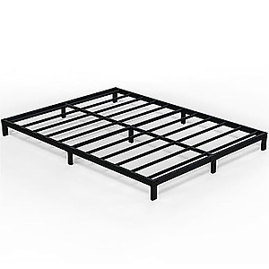 EMODA 6 Inch California King Bed Frames Heavy Duty Metal Cal King Platform with Steel Slats Support, No Box Spring Needed, Noise Free, Black