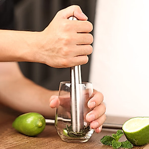 Muddler for Cocktails 3 Piece, 9" Stainless Steel Cocktail Muddler 11" Mixing Spoon and 10" Bar Whisk, Home Bar Tools Bartender Set for Cocktail, Drink, Mojito, Old Fashioned, Margaritas, Fruit Juice