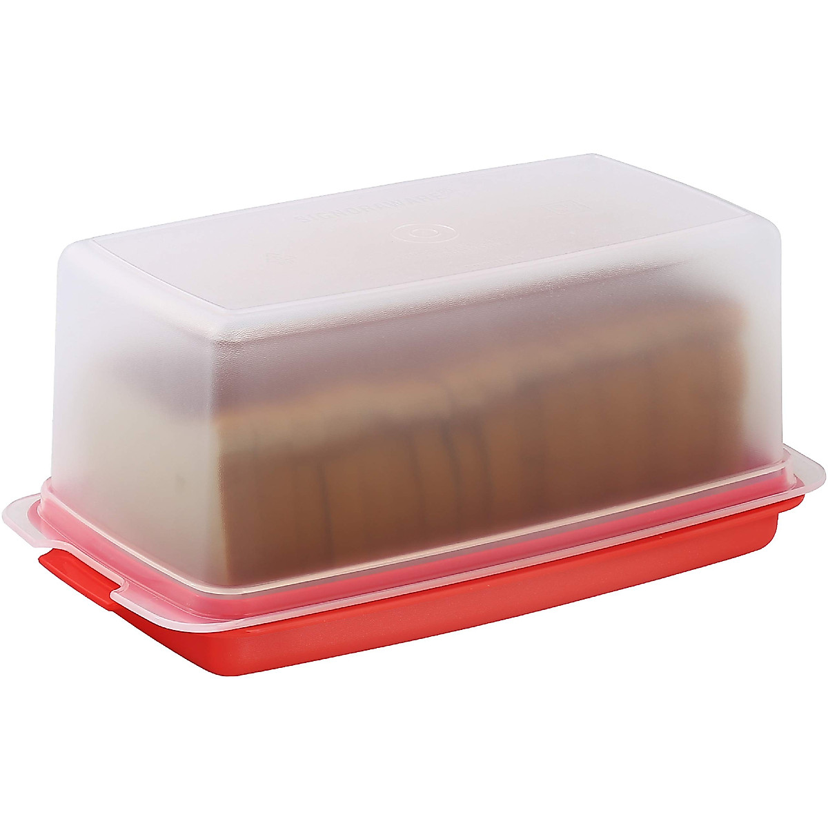 Bread Box -Dual Use Bread Holder/Airtight Plastic Food Storage Container for Dry or Fresh Foods -2 in 1 Bread Bin- Loaf Cake Keeper/Baked Goods -Keeps Bread Fresh- Red and Clear Cover - Signoraware (Red)