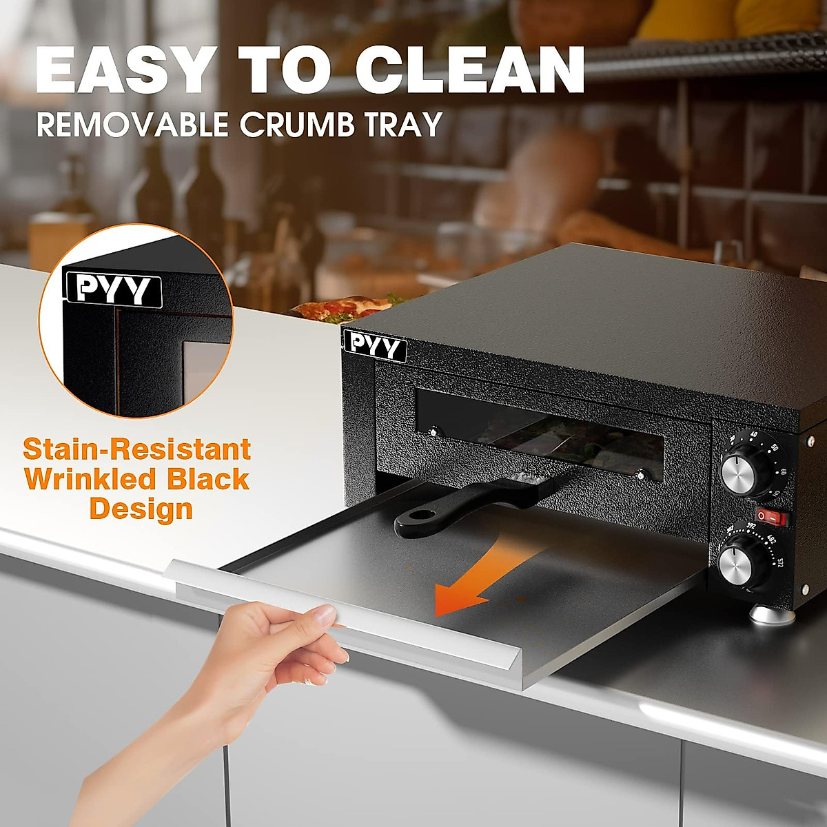 PYY Electric Pizza Oven Indoor Countertop Pizza Oven Commercial Pizza Maker Machine for Home with Timer Stainless Steel Pizza Cooker