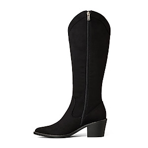 DREAM PAIRS Women's Knee High Boots, Cowgirl Riding Western Shoes with Pointed Toe, Dkb212, Black Suede, Size 9