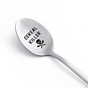Gifts for Dad Laser Engraved Cereal Killer Spoon Scoop, Real Deal for Cereal Lover, Dad Christmas Gifts for dad men Funny Engraved Stainless Steel Spoon Shovel