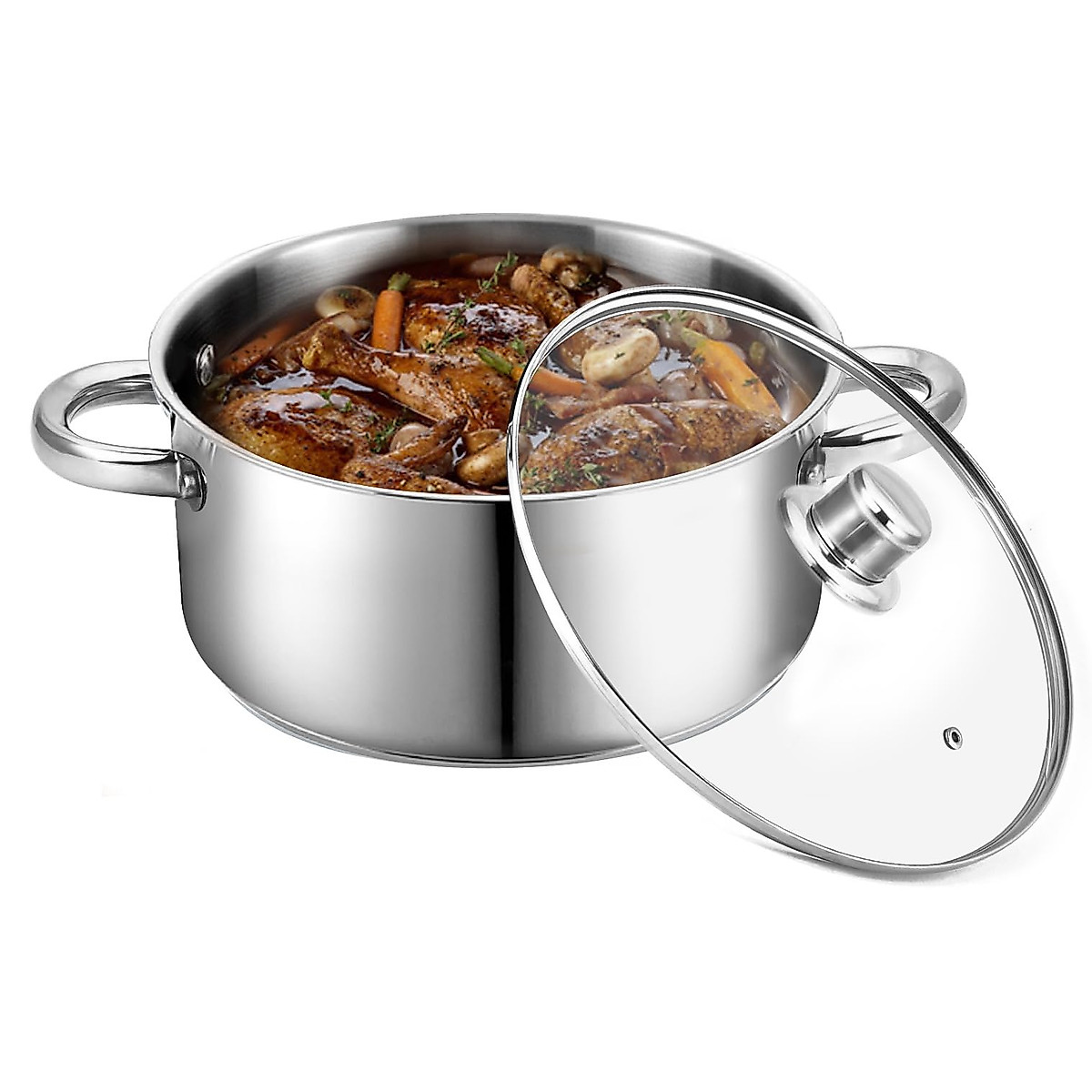 Bene Casa Classics Stainless Steel Dutch oven with Glass lid. 3 Quart