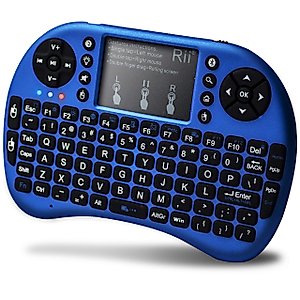 Rii Mini Bluetooth Keyboard with Touchpad＆QWERTY Keyboard, Backlit Portable Wireless Keyboard for Smartphones/ Laptop/PC/Tablets/Windows/Mac/TV/Xbox/PS3/Raspberry Pi .(i8+ Blue)