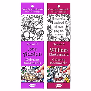 Re-Marks Shakespeare and Jane Austen Colormarks Gift Set - Includes 10 Coloring Bookmarks