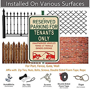 2 Pack Reserved Parking Sign Tenants Only Sign 18 x 12 Inches Reserved Parking For Tenants Unauthorized Vehicles Towed Signs Metal Reflective Sturdy Rust Aluminum Weatherproof Durable Easy Mounting