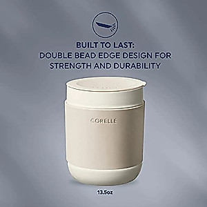 Corelle Stoneware 4-Pc Tumbler Set of 2 with Lids, Handcrafted Artisanal Travel Mug, Solid Glaze Stoneware, 13-1/2-Oz Travel Coffee Mug Set, Oatmeal