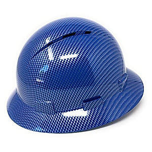 HDPE Hydro Dipped Full Brim Hard Hat with Fas-trac Suspension (Blue & Silver)