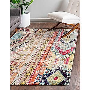 Unique Loom Sedona Collection Distressed, Southwestern, Vintage, Modern, Over-Dyed, Abstract Area Rug (5' 0 x 8' 0 Rectangular, Multi/Beige)