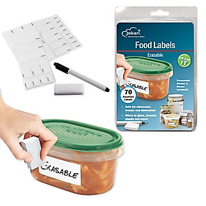 Jokari Label Erasable Food Labels with Markers, 70 Assorted Labels