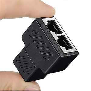 ANRANK RJ45 Splitter Adapter 1 to 2 Dual Female Port CAT7/6/5e/5 LAN Ethernet Converter (Black)