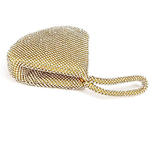 Beilaidisi Womens Triangle Bling Glitter Evening Purse Crystal Gold Wristlet Clutches Party Wedding Handbag