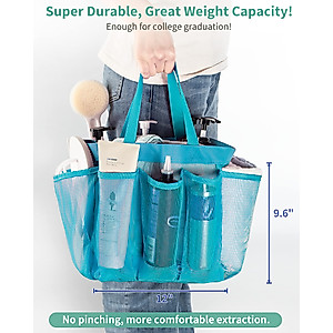 galasily Blue Shower Caddy Portable for College Dorm Room Essentials, Dorm Mesh Shower Bag Organizer with 9-Pocket for Girls, Beach, Swimming, Gym, RV Travel essentials……