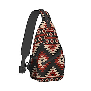 Native American Indian Ethnic Sling Backpack Crossbody Shoulder Bags For Women Men Casual Daypacks Chest Bag For Hiking Travel Cycling