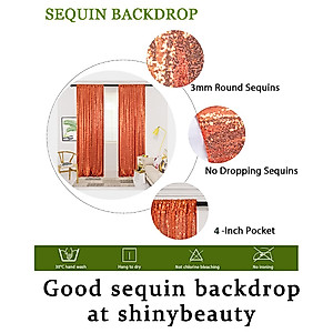 ShinyBeauty Sequin Curtains 2 Panels 4x10ft Orange Sequin Backdrop Curtains Sparkly Curtain Selfie Wall for Parties Wedding Decoration