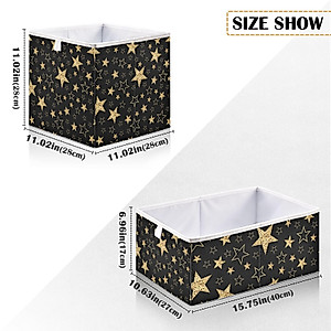Kigai Fabric Cube Storage Bins Foldable Storage Box Waterproof Storage Cubes Organizer with Handles Storage Basket for Shelves, Home, Office, Nursery, 11"x11"x11", Star