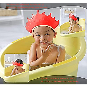 FUSACONY Baby Shower Cap Shield, Shower Cap for Kids, Visor Hat for Eye and Ear Protection for 0-9 Years Old Children, Cute Crown Shape Makes the Baby Bath More Fun (Pink)