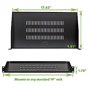 NavePoint Cantilever Server Shelf Vented Shelves Rack Mount 19 Inch 1U Black 10 Inches (250mm) deep
