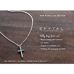 EFYTAL Sterling Silver Cross Necklace for Women, Confirmation Gifts, First Communion Baptism Gifts, Sterling Silver Dainty Necklaces, Religious Gift for Catholic Birthday