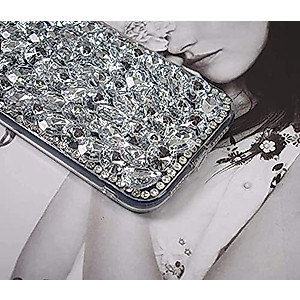 iPhone 12 /iPhone 12 Pro Bling Glitter Case,Luxury Shiny Diamond Crystal Rhinestone Sparkly Jewelled Gemstone 3D Handmade Clear Cover Case for Women Girls with iPhone 12 /iPhone 12 Pro 6.1''