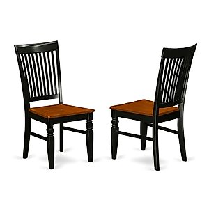 East West Furniture WEC-BCH-W Weston Dining Chairs - Slat Back Wooden Seat Chairs, Set of 2, Black & Cherry