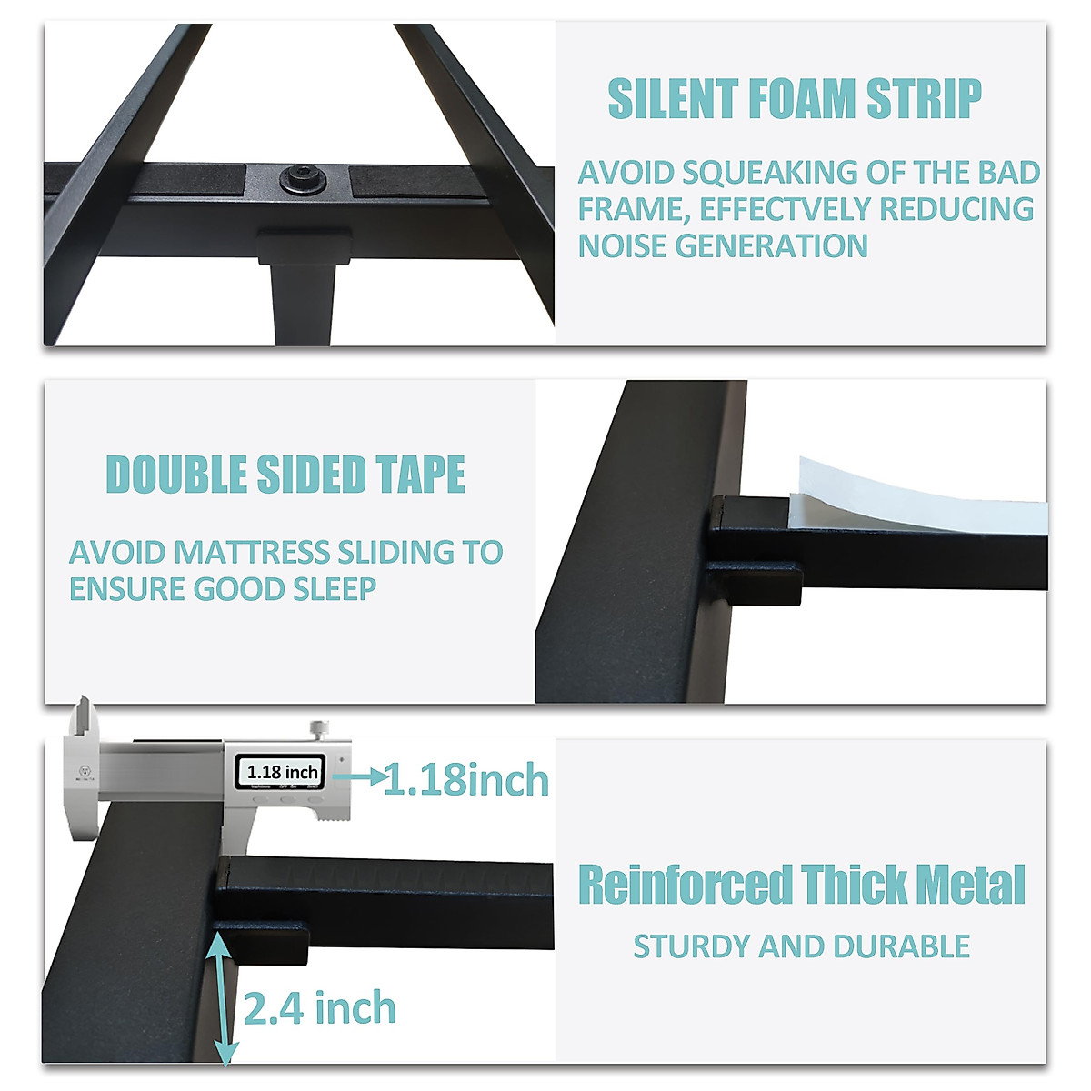 Yitong Angel Full Bed Frame with Round Corner Edge Legs, 18 Inch Heavy Duty Support 3500 lbs Metal Platform Bed Frame Full Size, No Box Spring Needed/Noise Free/Non-Slip/Steel Slat Support